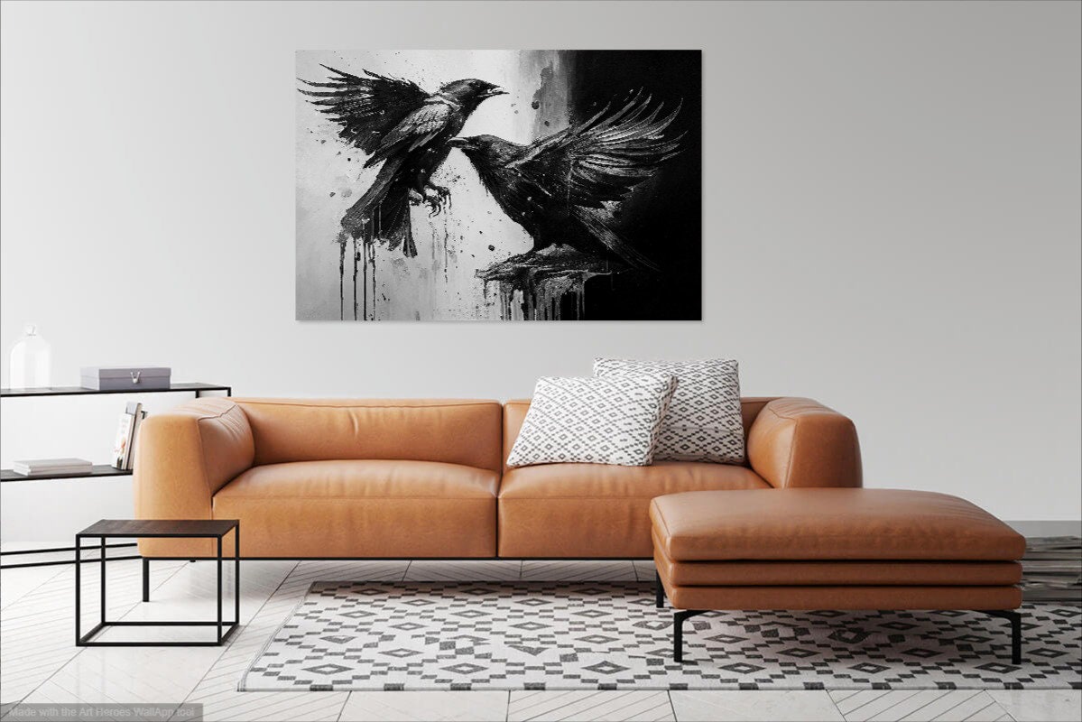 Raven Art - A Raven - Painted in A Mechanical Drip Art Style - Corvid ...