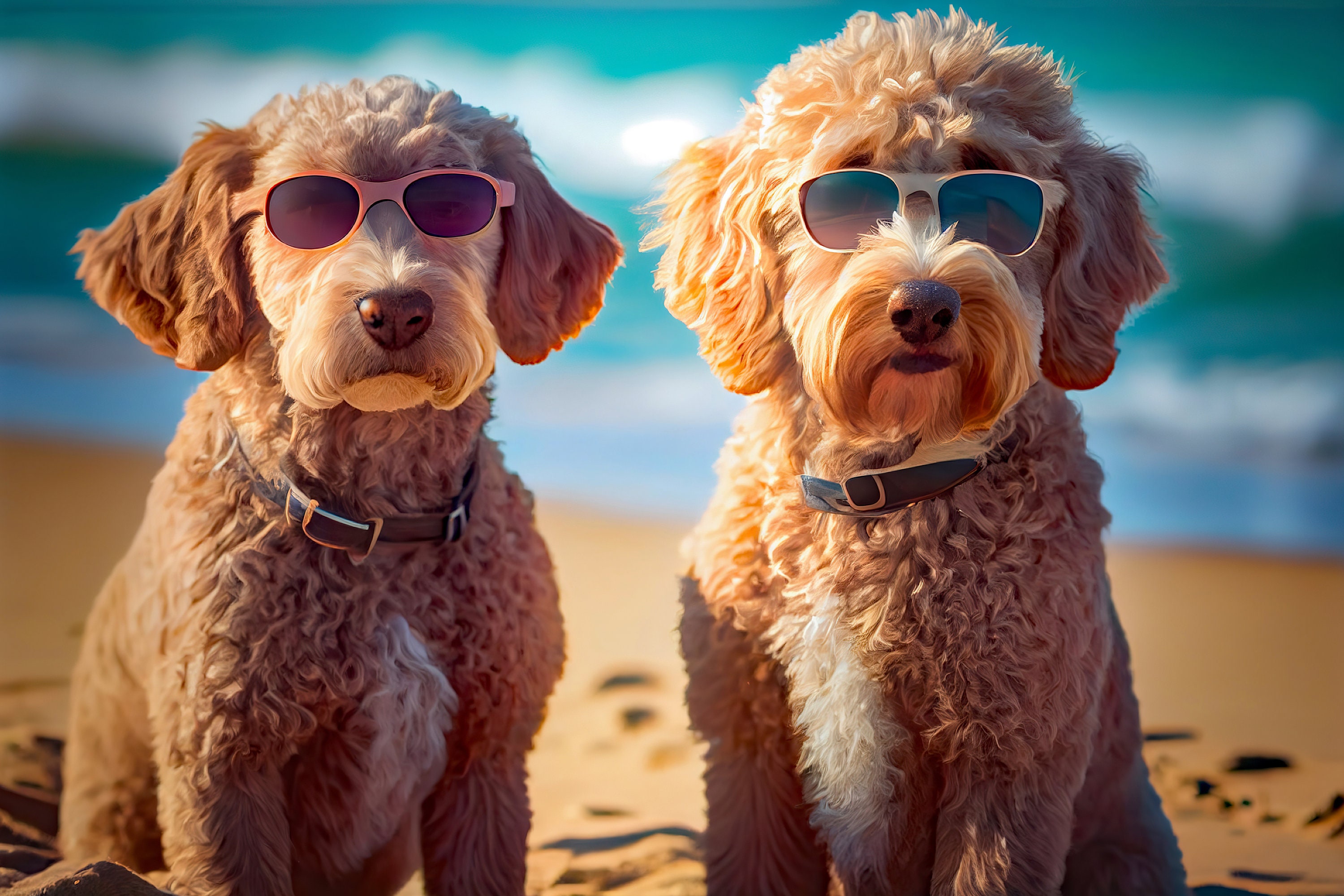 Labradoodles in Sunglasses 1 Two Labradoodle Dogs Wearing Sunglasses on ...