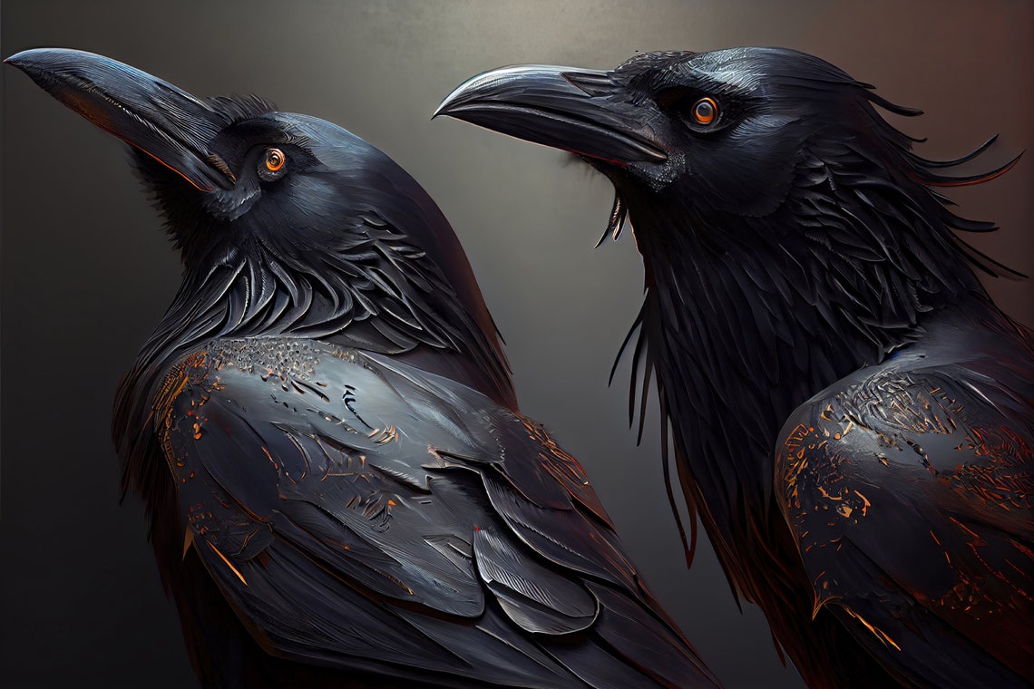 Crow Art A Crow Painted in A Mechanical Art Style Corvid Digital Art ...