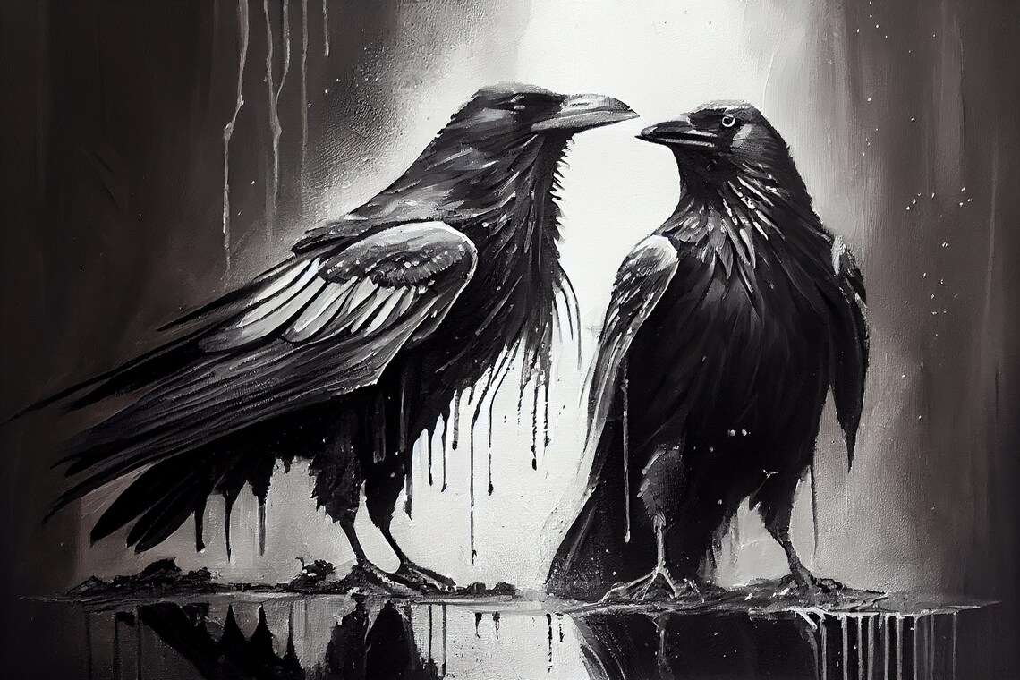 Raven Art A Raven Painted in A Mechanical Drip Art Style Corvid Digital ...