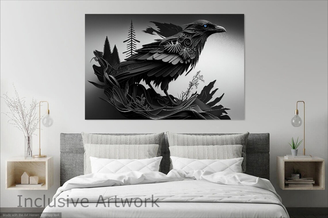 Crow Art A Crow Painted in A Mechanical Art Style Corvid Digital Art ...