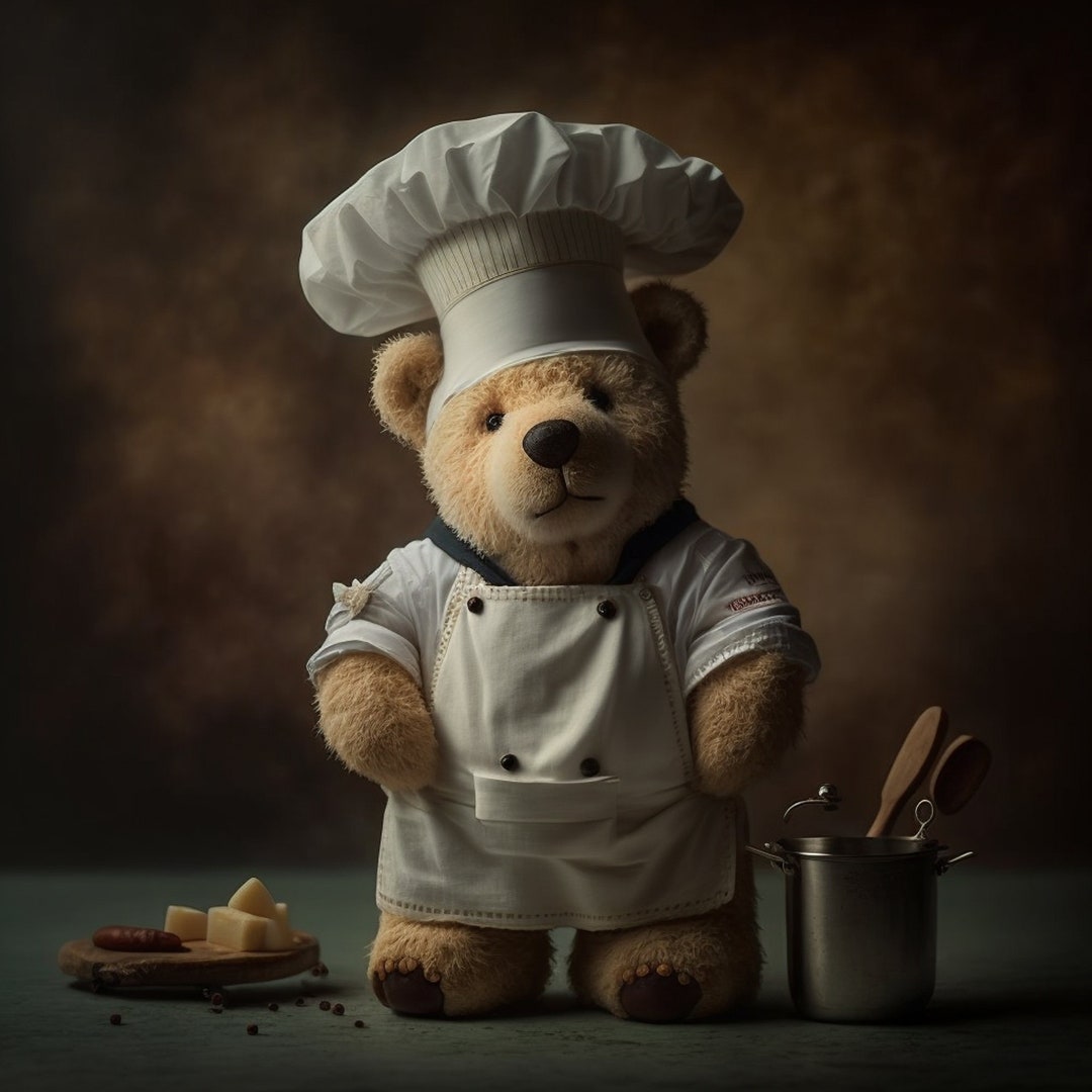 Digital Art Teddy Bear Dressed as A Chef - Etsy