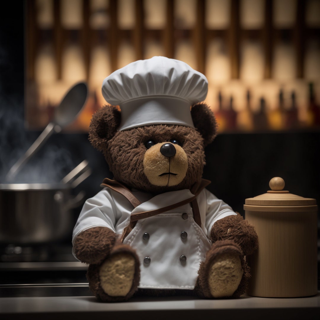 Digital Art Teddy Bear Dressed as A Chef - Etsy