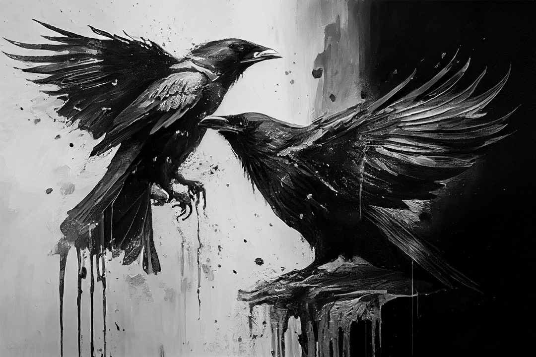 Raven Art A Raven Painted in A Mechanical Drip Art Style Corvid Digital ...