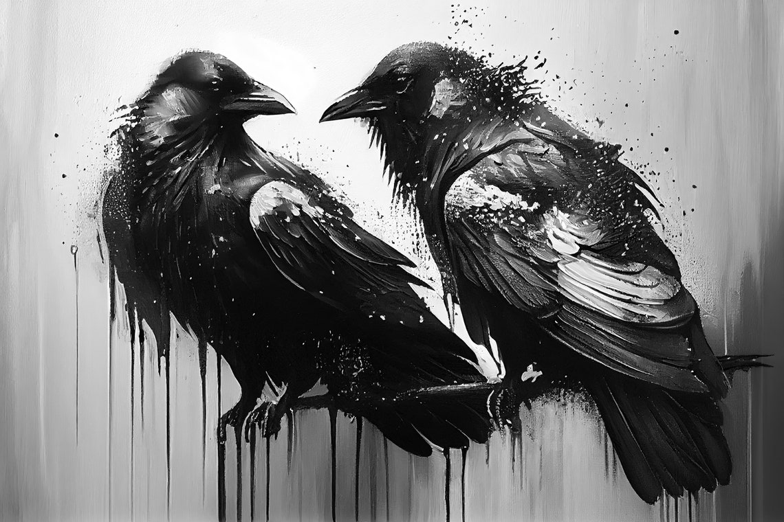Raven Art A Raven Painted in A Mechanical Drip Art Style Corvid Digital ...