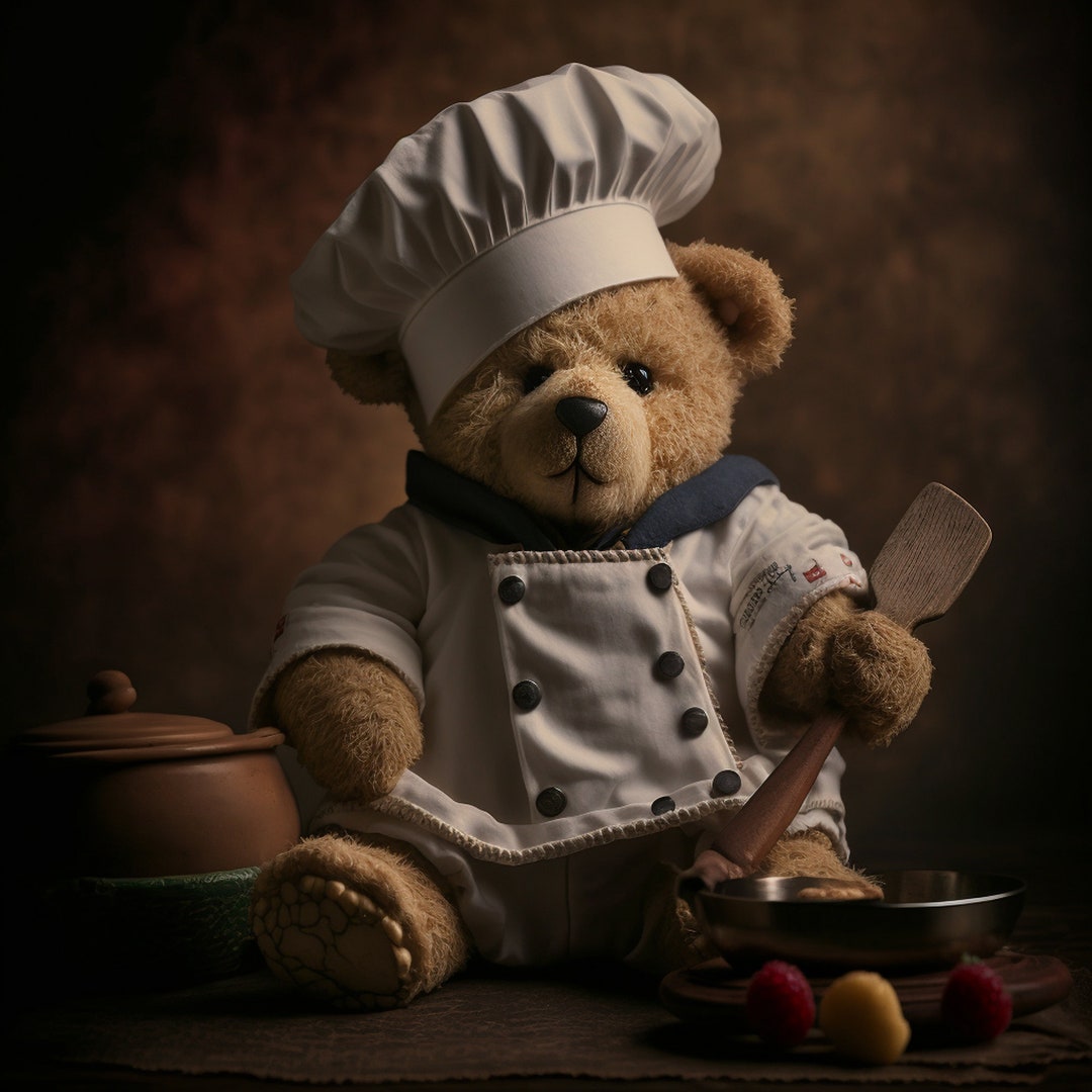 Digital Art Teddy Bear Dressed as A Chef - Etsy