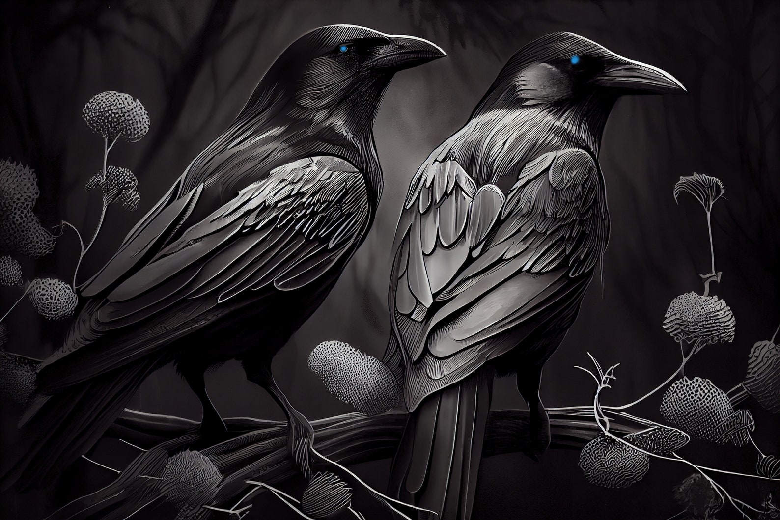 Crow Art A Crow Painted in A Mechanical Art Style Corvid Digital Art ...