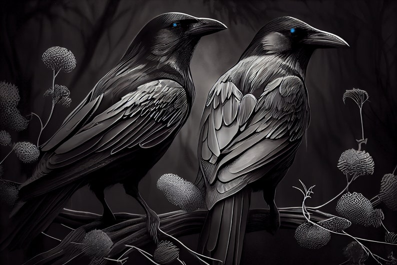 Crow Art A Crow Painted in A Mechanical Art Style Corvid Digital Art ...