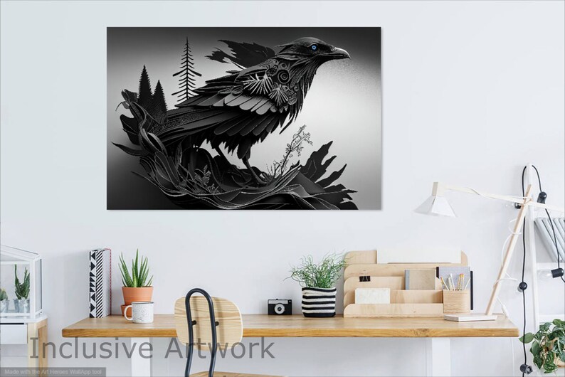 Crow Art A Crow Painted in A Mechanical Art Style Corvid Digital Art ...