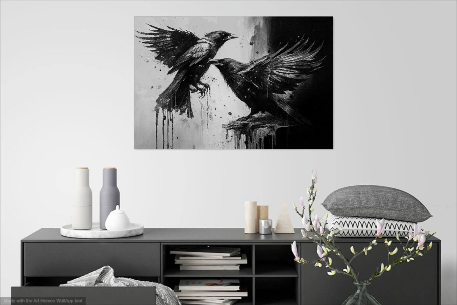 Raven Art - A Raven - Painted in A Mechanical Drip Art Style - Corvid ...