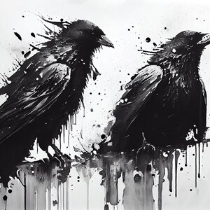 Raven Art - A Raven - Painted in A Mechanical Drip Art Style - Corvid ...