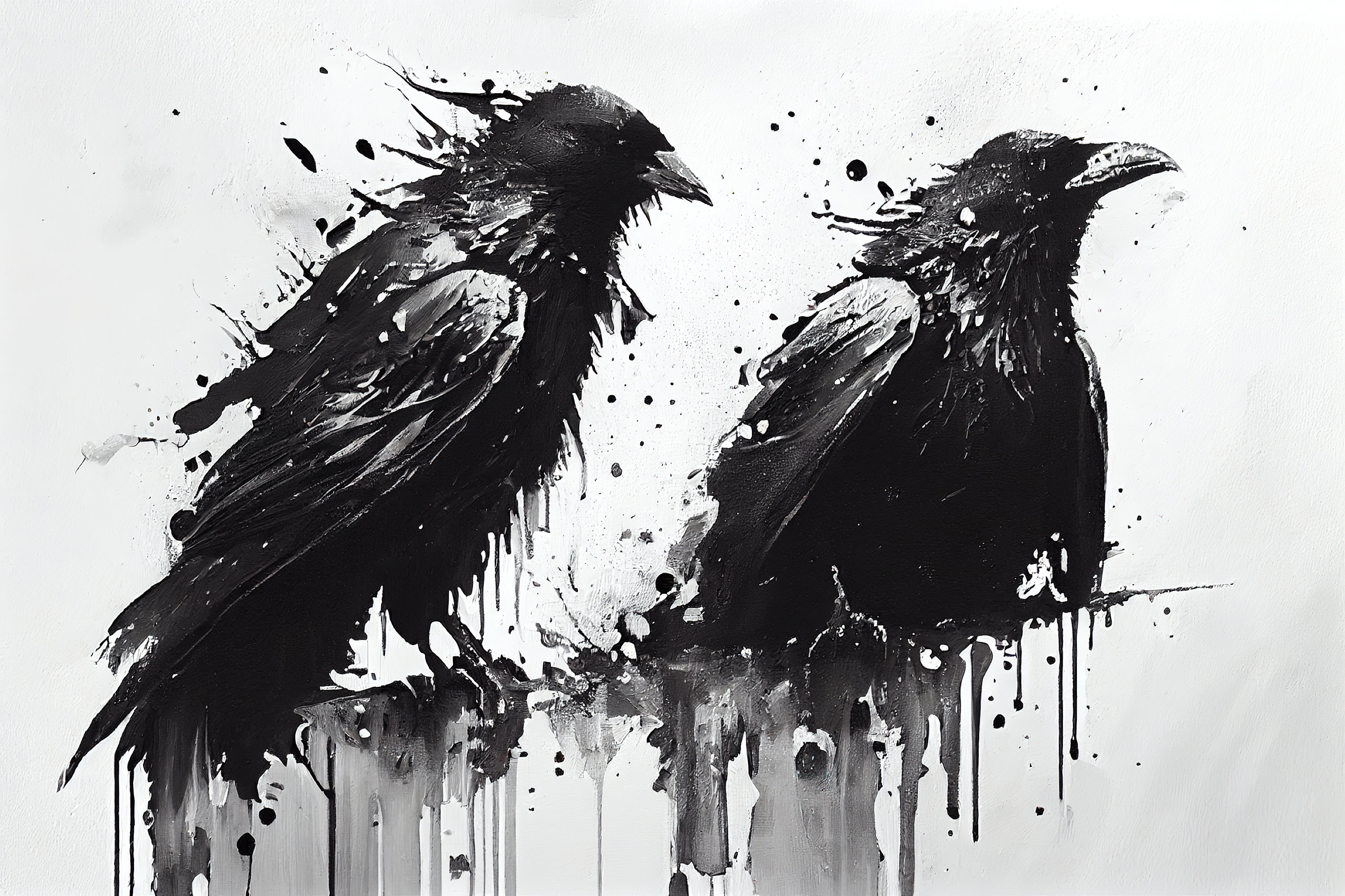 Raven Art A Raven Painted in A Mechanical Drip Art Style Corvid Digital ...