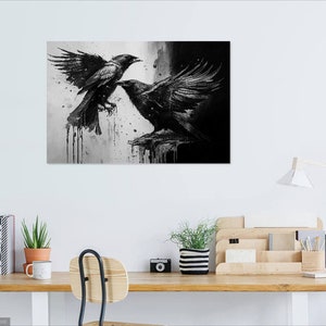 Raven Art - A Raven - Painted in A Mechanical Drip Art Style - Corvid ...