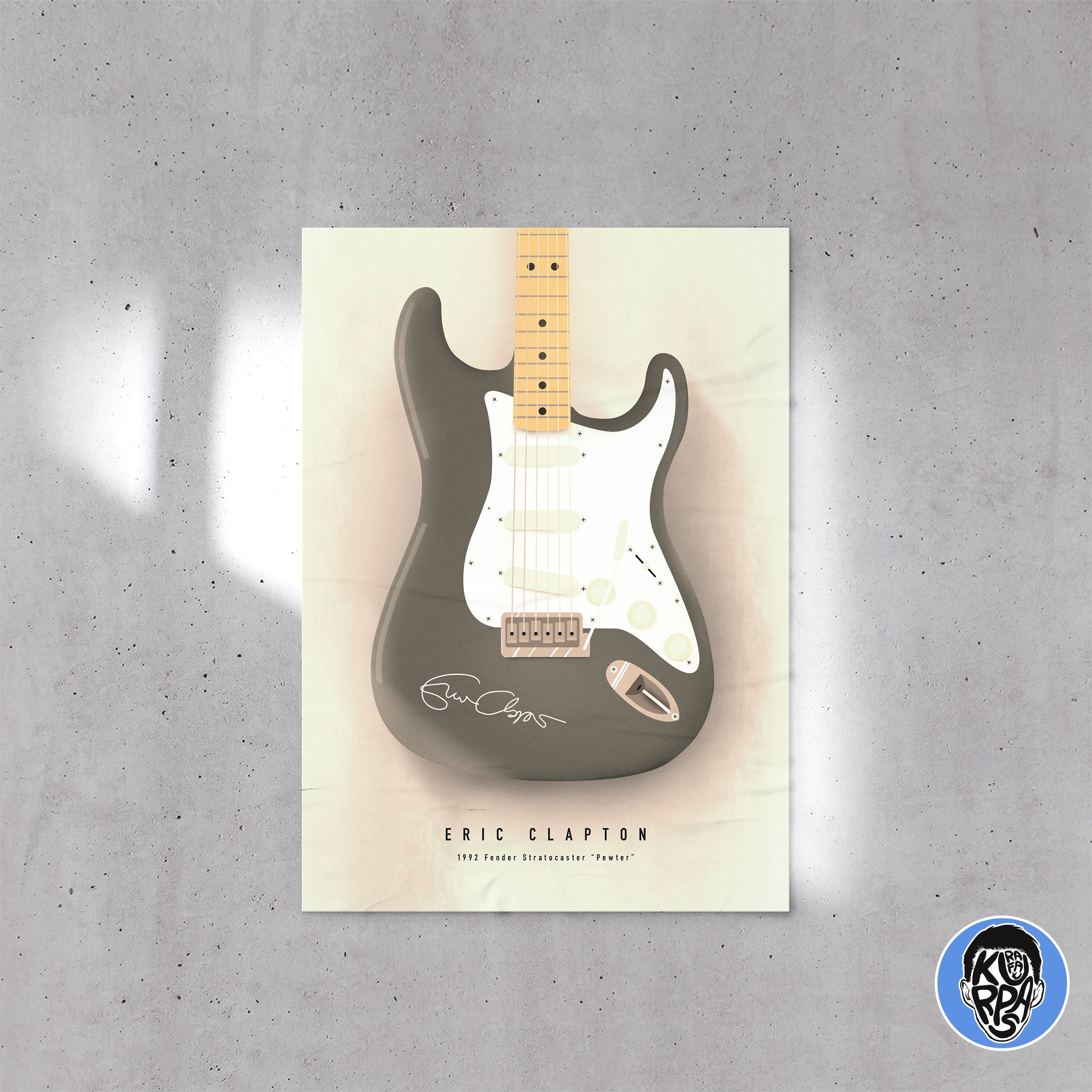 Eric Clapton's Signed Fender Stratocaster Pewter Illustration Guitar ...