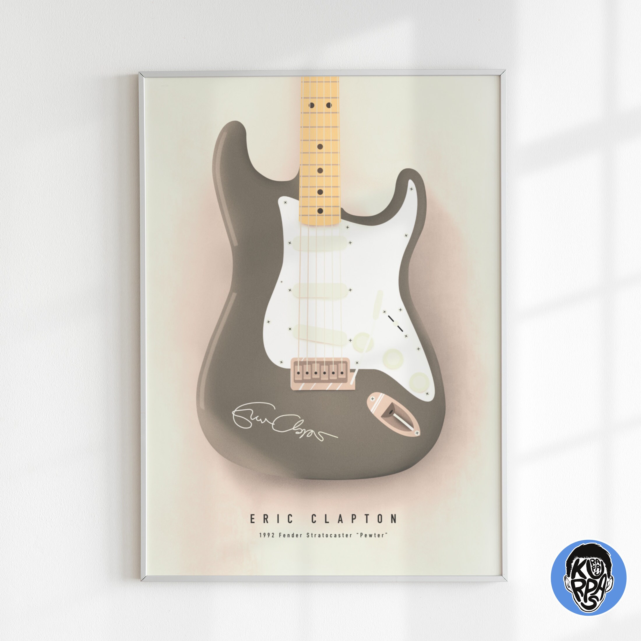 Eric Clapton's Signed Fender Stratocaster Pewter Illustration Guitar ...
