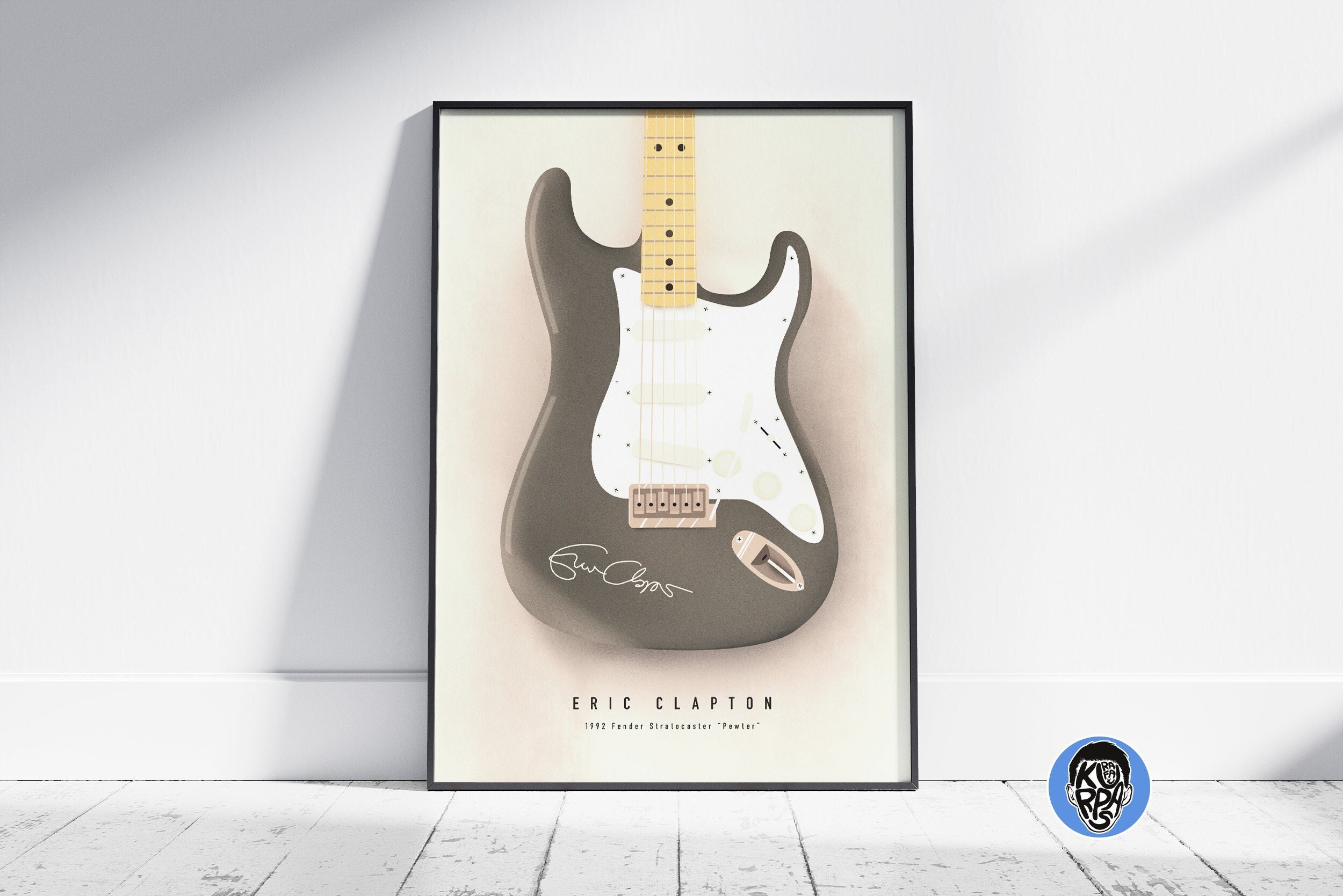 Eric Clapton's Signed Fender Stratocaster Pewter Illustration Guitar ...