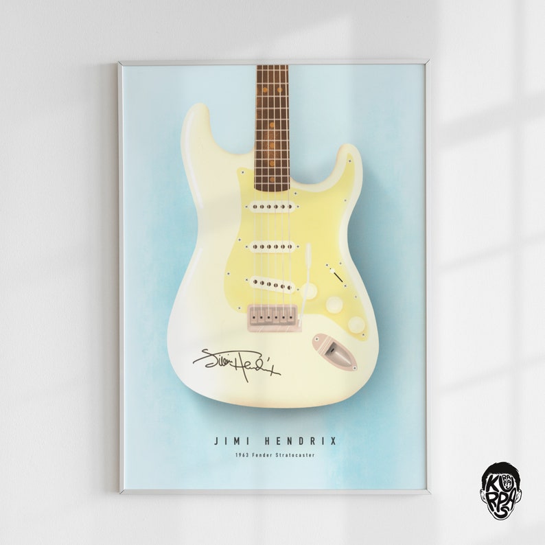 Jimi Hendrix's Fender Startocaster Signed Illustration Hand-drawn ...