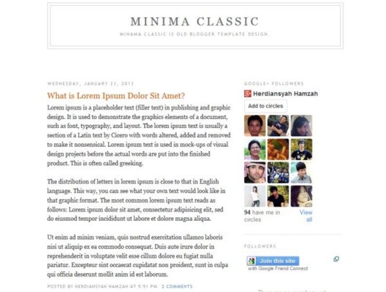 Minima Classic Blogger Template 2 Colums - Etsy