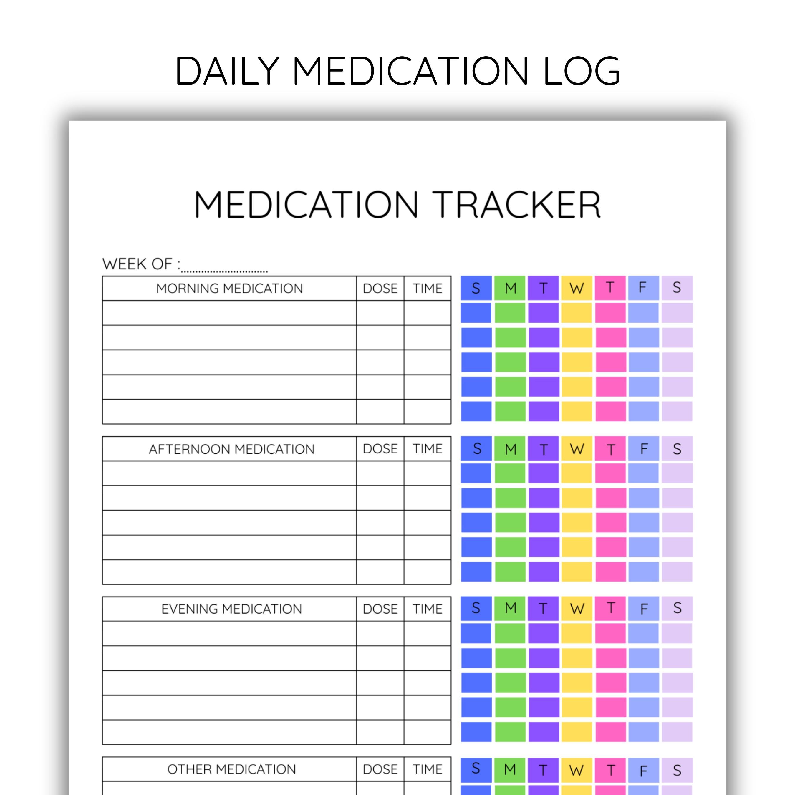 Printable Daily Medication Tracker: Medicine Log for Nurses (PDF, US ...