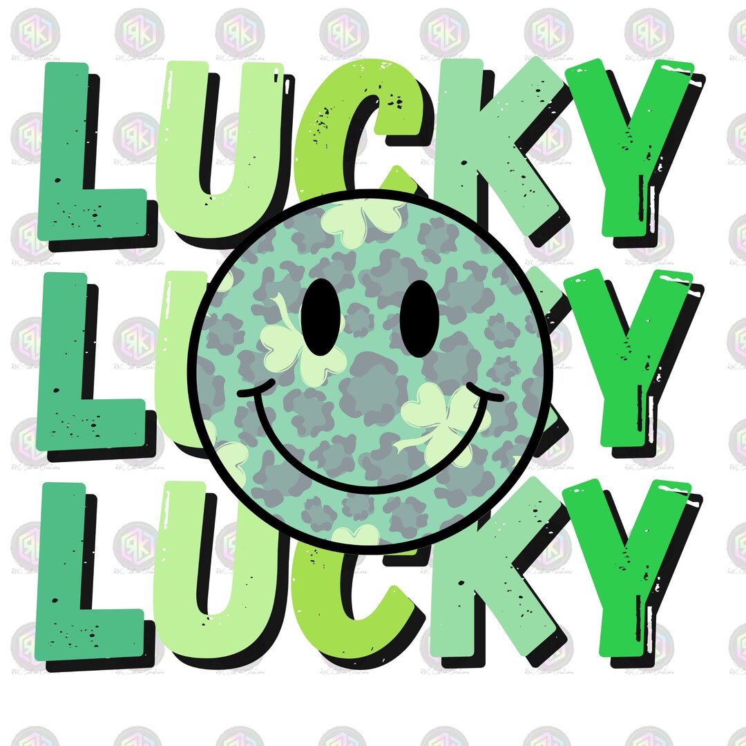Lucky Retro Smiley Tshirt PNG File St Patricks Day Shirt - Etsy