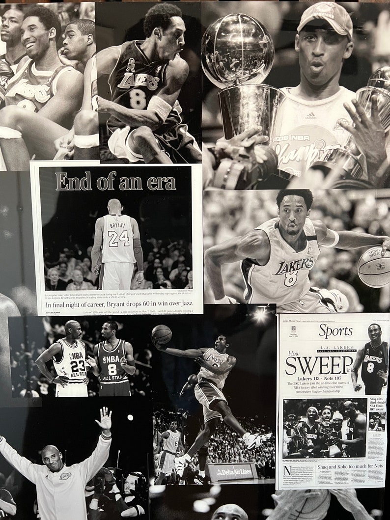 Handmade Kobe Bryant Collage: Resin-coated Wood Canvas Art - Etsy