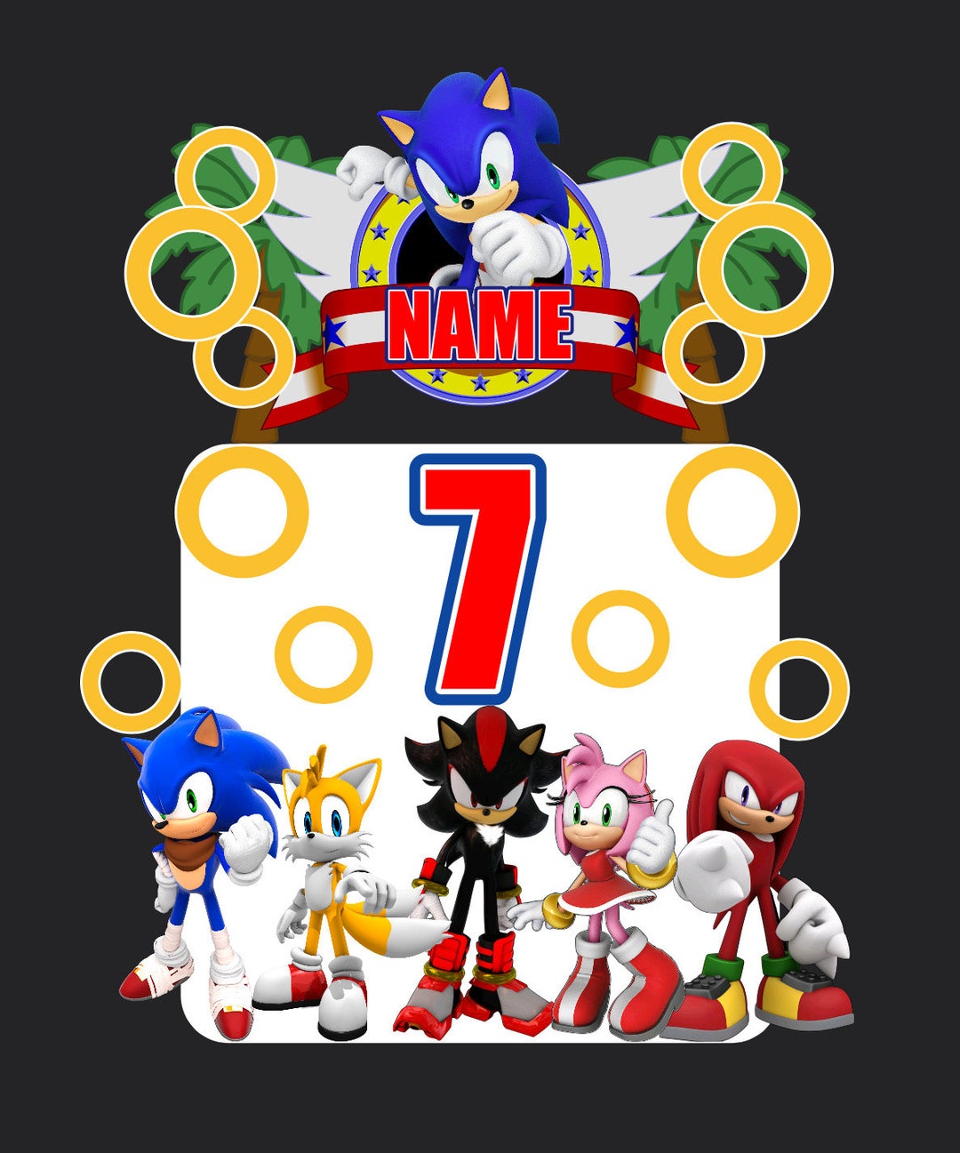 Sonic the Hedgehog Topper Sonic Charm Sonic Birthday Party Super Sonic ...