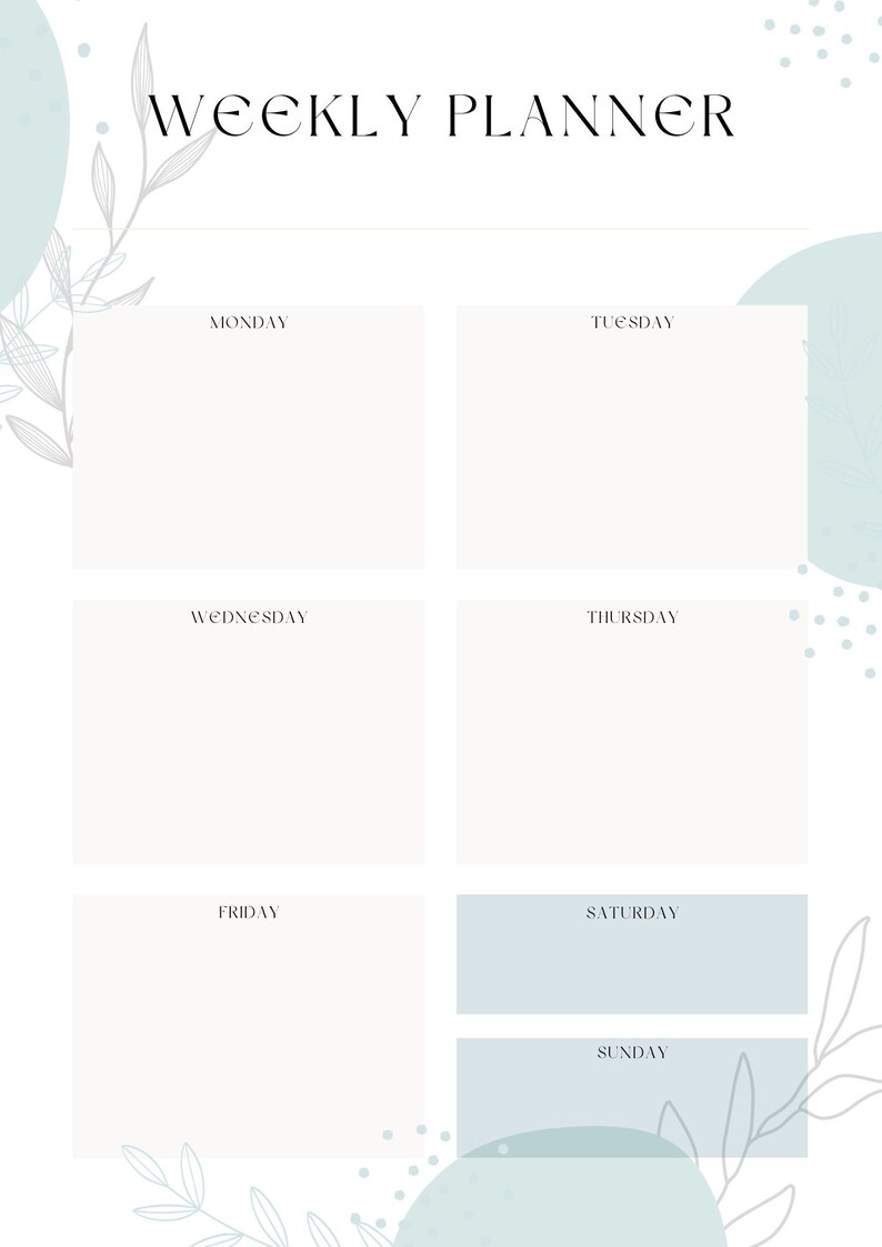 Weekly Planner Printable Monday to Sunday Digital Calendar Pastel ...