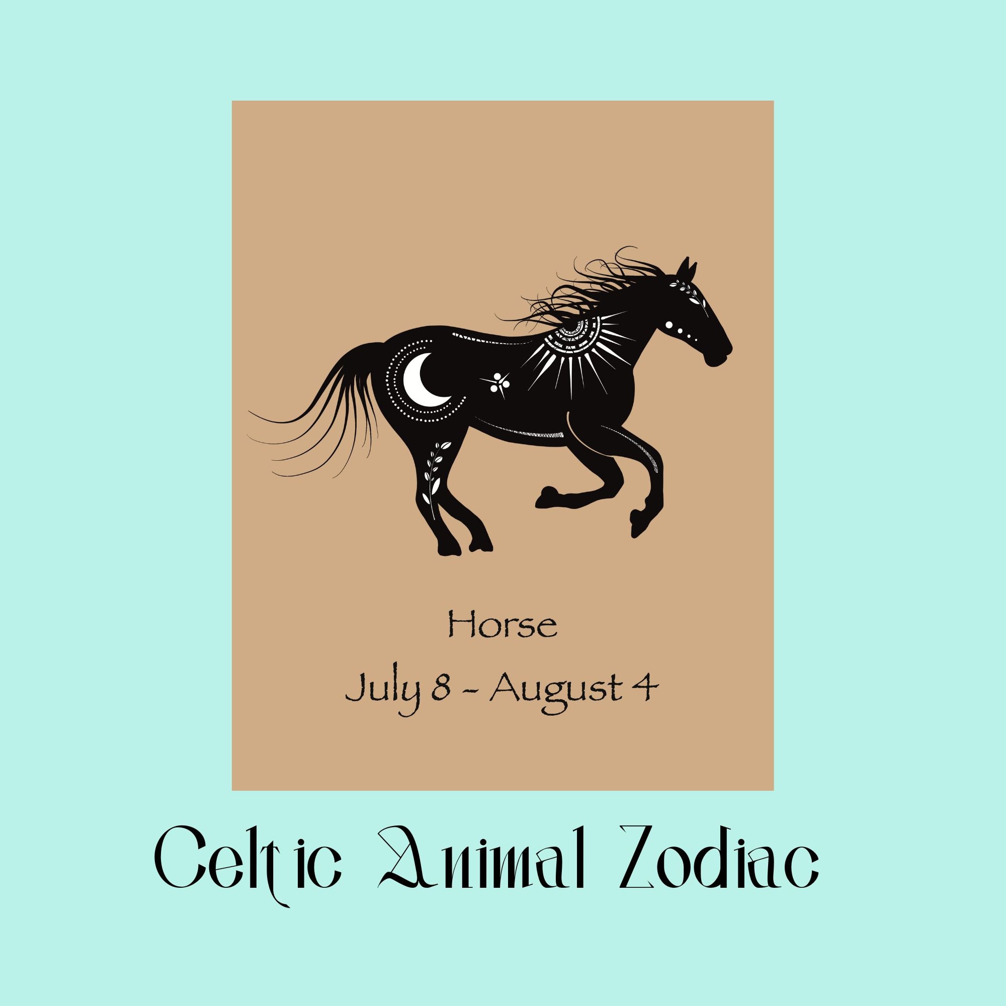 Celtic Zodiac Animal Sign Horse, Instant Downloadable Wall Art, Clip ...