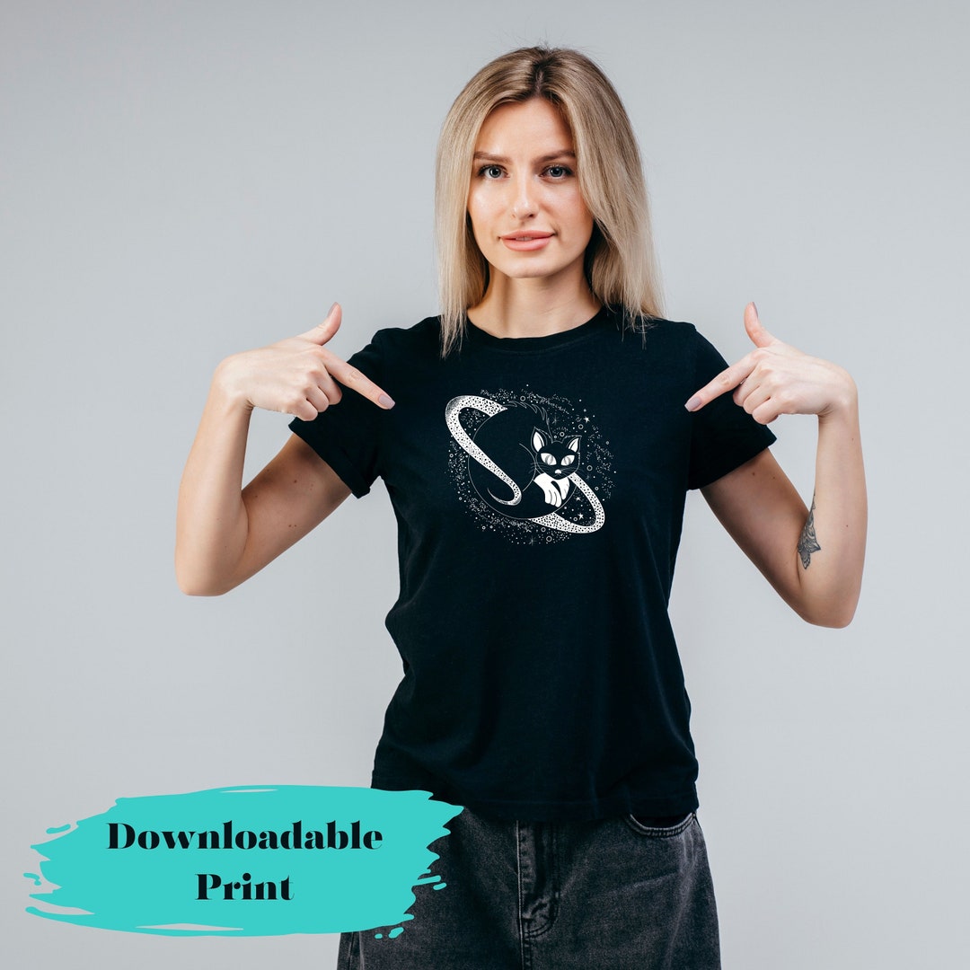 Cat Illustration Downloadable Print Tail Wrapped Around in Shape of the ...