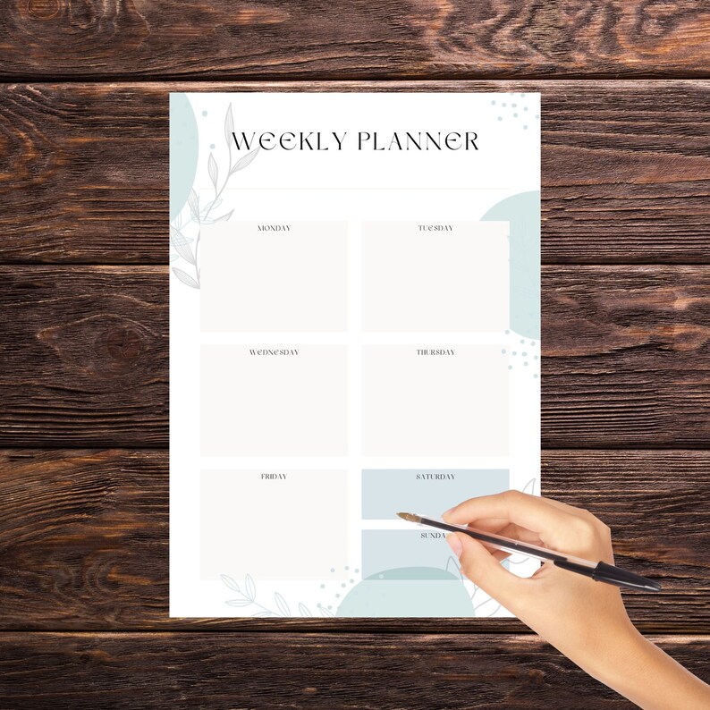 Weekly Planner Printable Monday to Sunday Digital Calendar Pastel ...