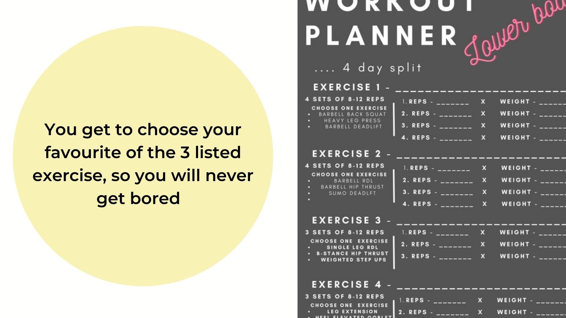 Digital Workout Planner Template, Printable, Fitness Planner, Choose ...