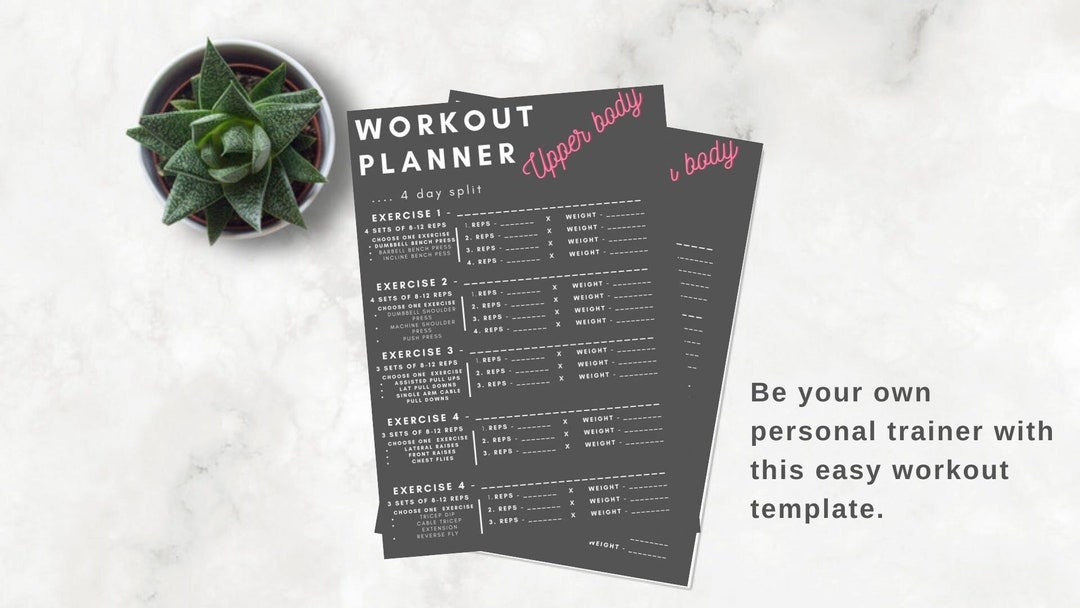 Digital Workout Planner Template, Printable, Fitness Planner, Choose ...