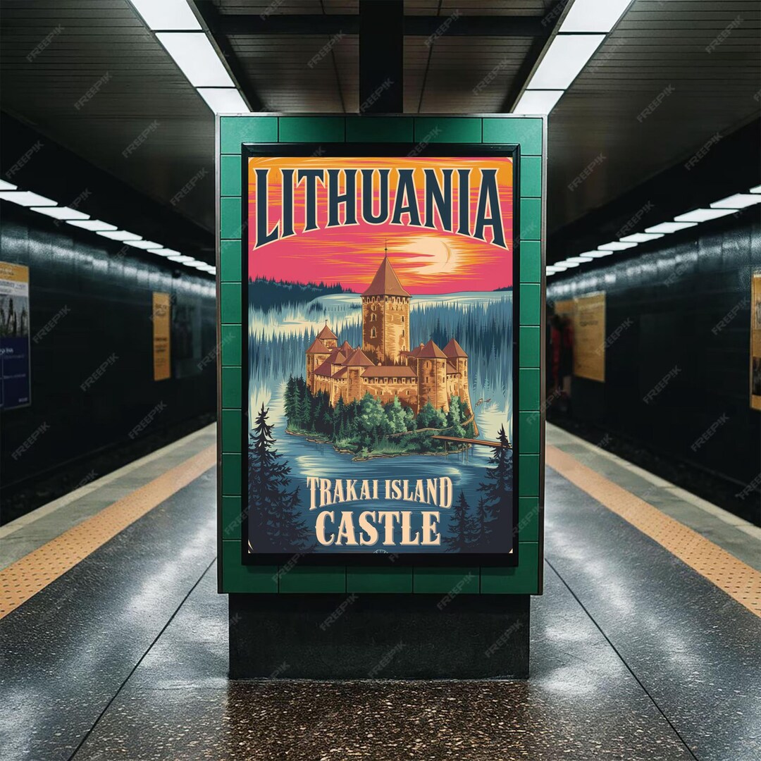 Lithuania Poster, Trakai Island Castle, Unique Artwork, Fortress Wall ...