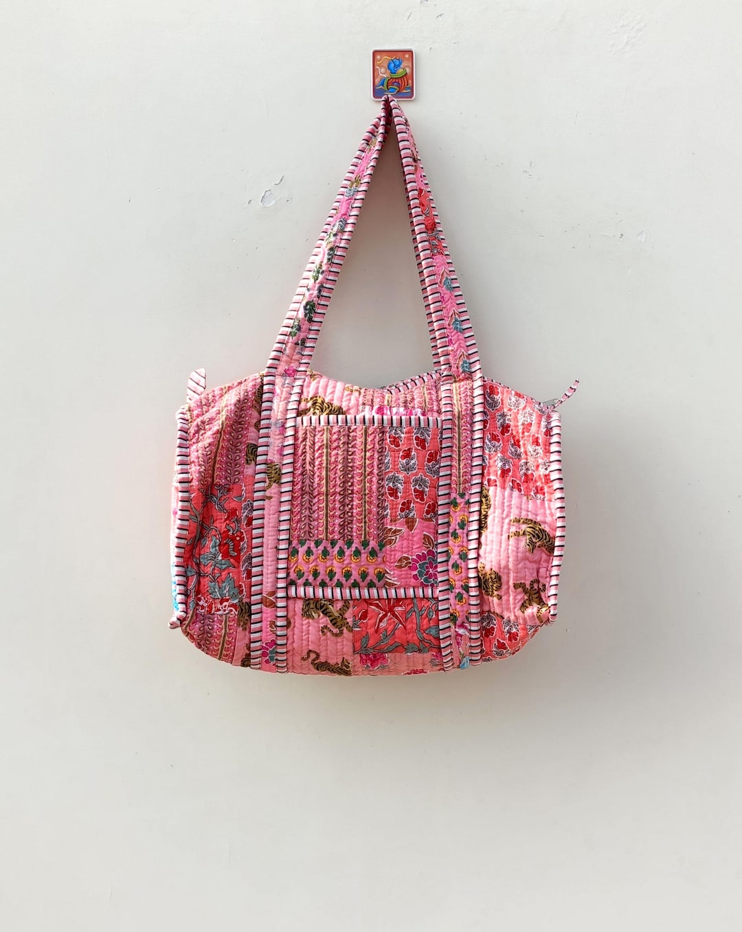 Quilted Duffle Tote Shoulder Crush Bag Cotton Summer Patchwork Friendly ...