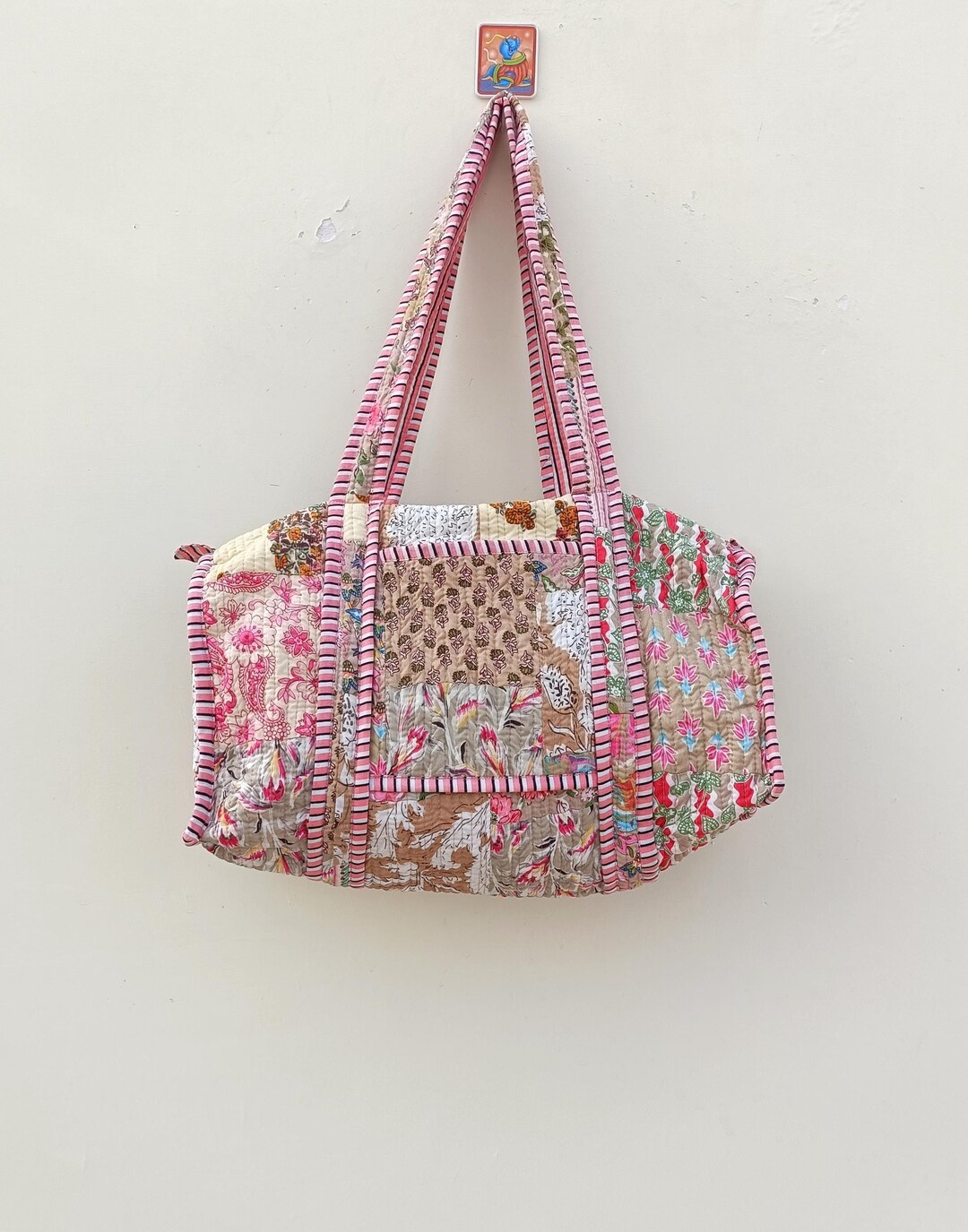 Handmade Patchwork Duffle Bag: Quilted Cotton Travel Tote - Etsy