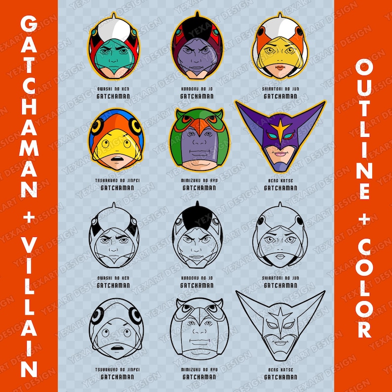 Set Gatchaman + Yattaman | Gatchaman Svg, Vector File, Vector Gatchaman ...