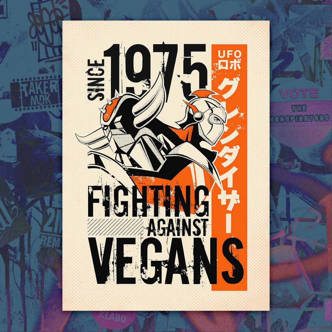 046 Grendizer Vegan Poster | Ufo Robot Wall Art, Classic Anime, Duke ...