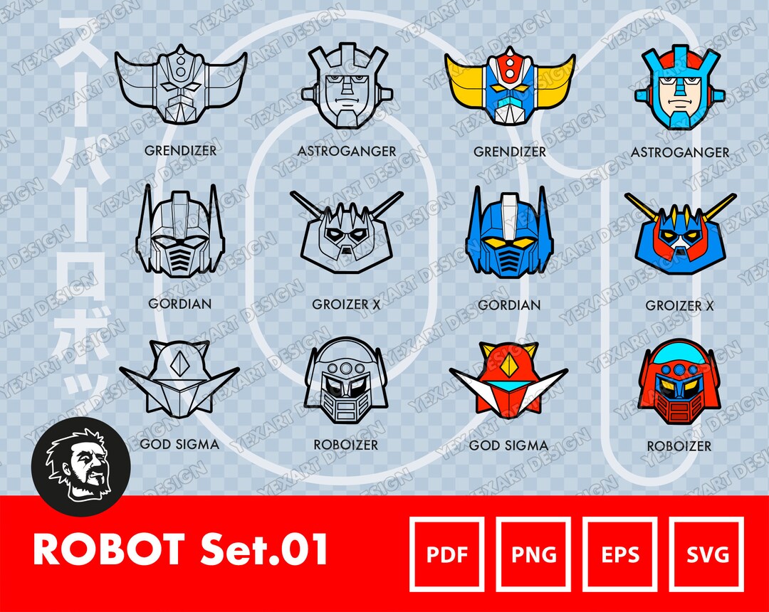 Robot Set01 Super Robot Svg Vector File Vector Mecha Svg - Etsy