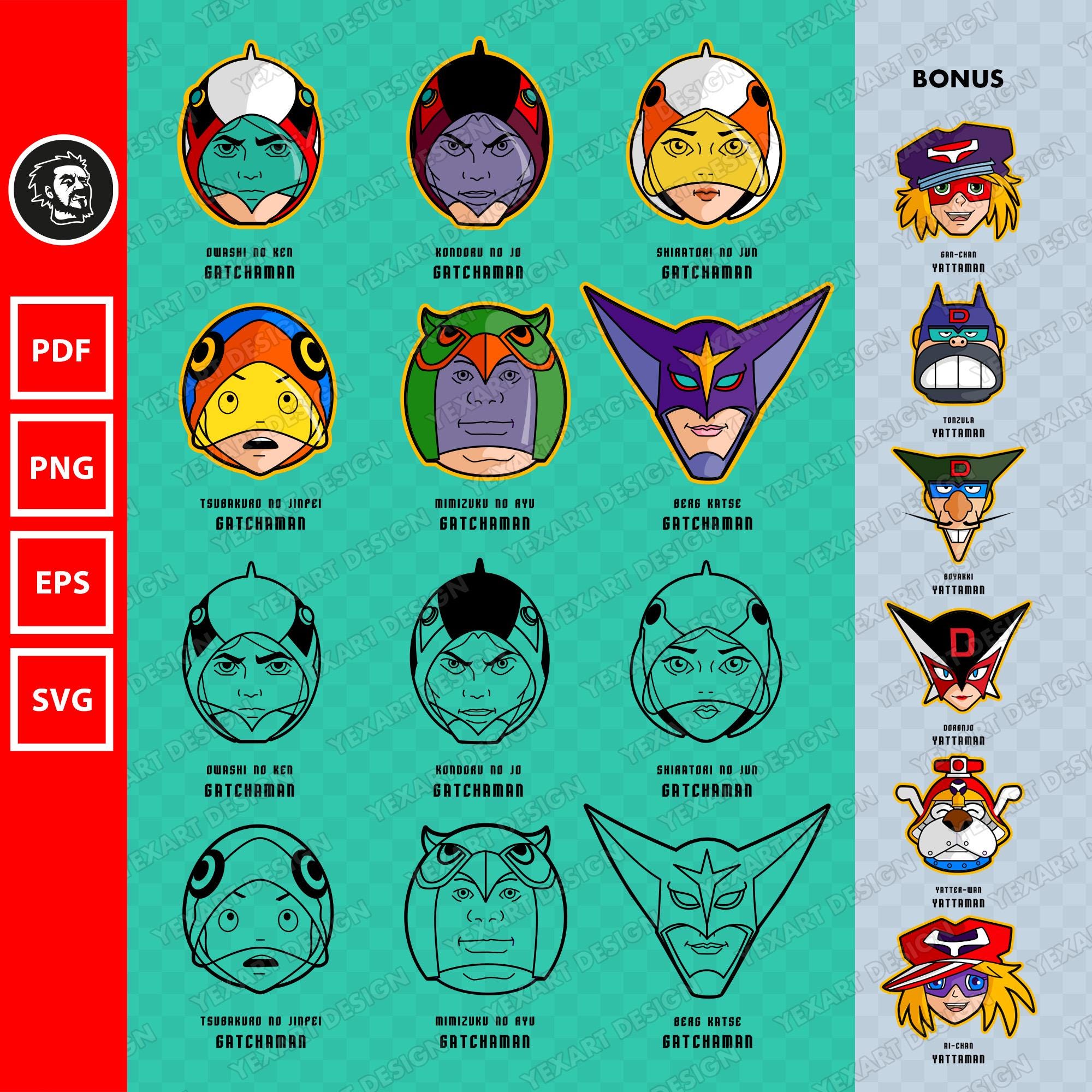 Set Gatchaman + Yattaman | Gatchaman Svg, Vector File, Vector Gatchaman ...
