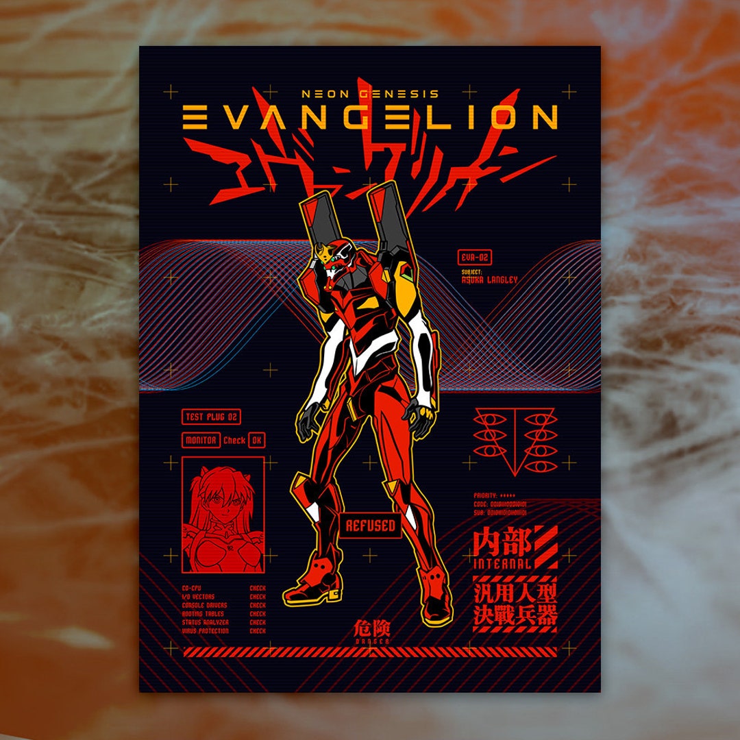 Eva Unit 02 Poster Neon Genesis Evangelion Poster, Eva 02 Wall Art ...