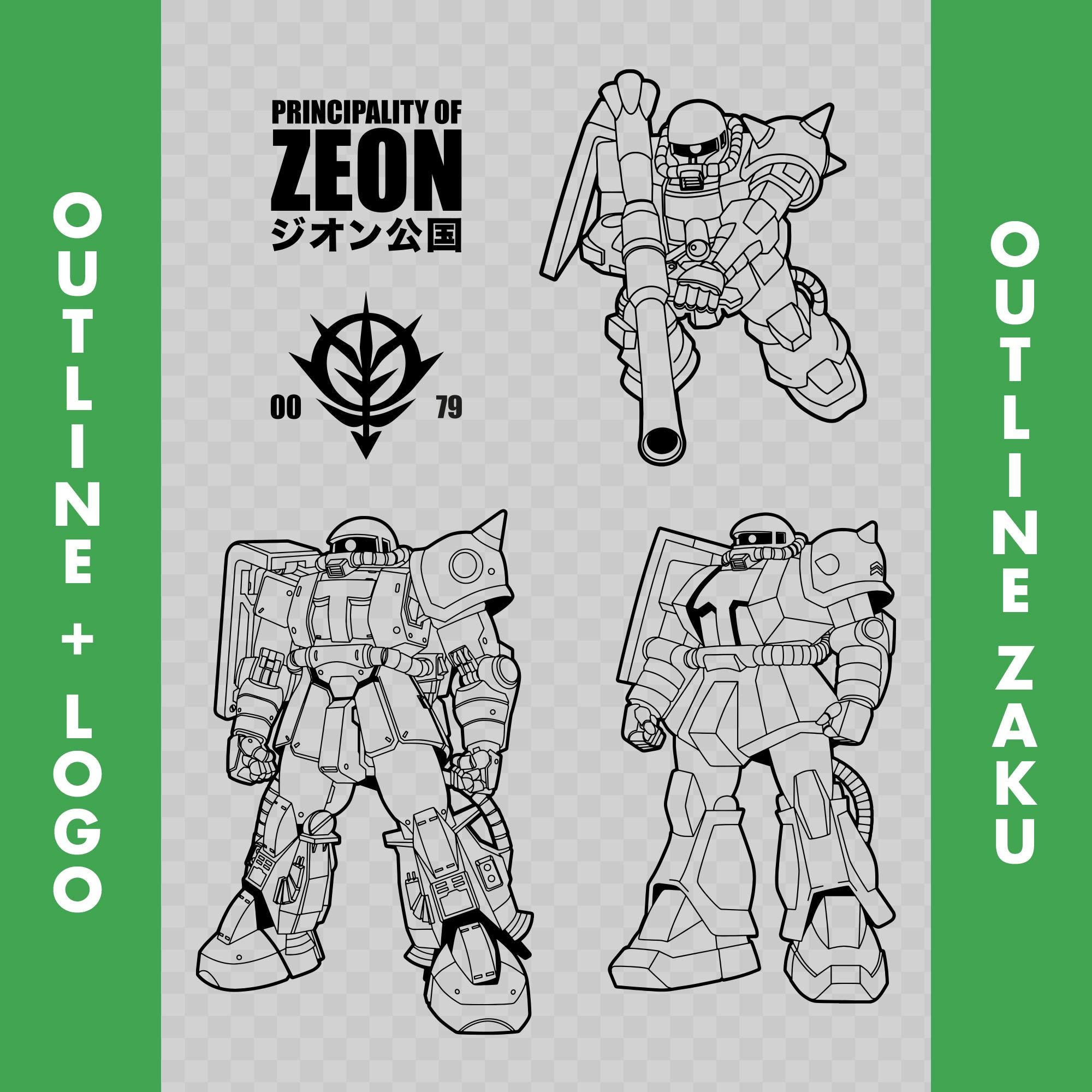 Set Zaku Zaku II Svg, Vector File, Vector Mobile Suit, Zeon Svg, Super ...