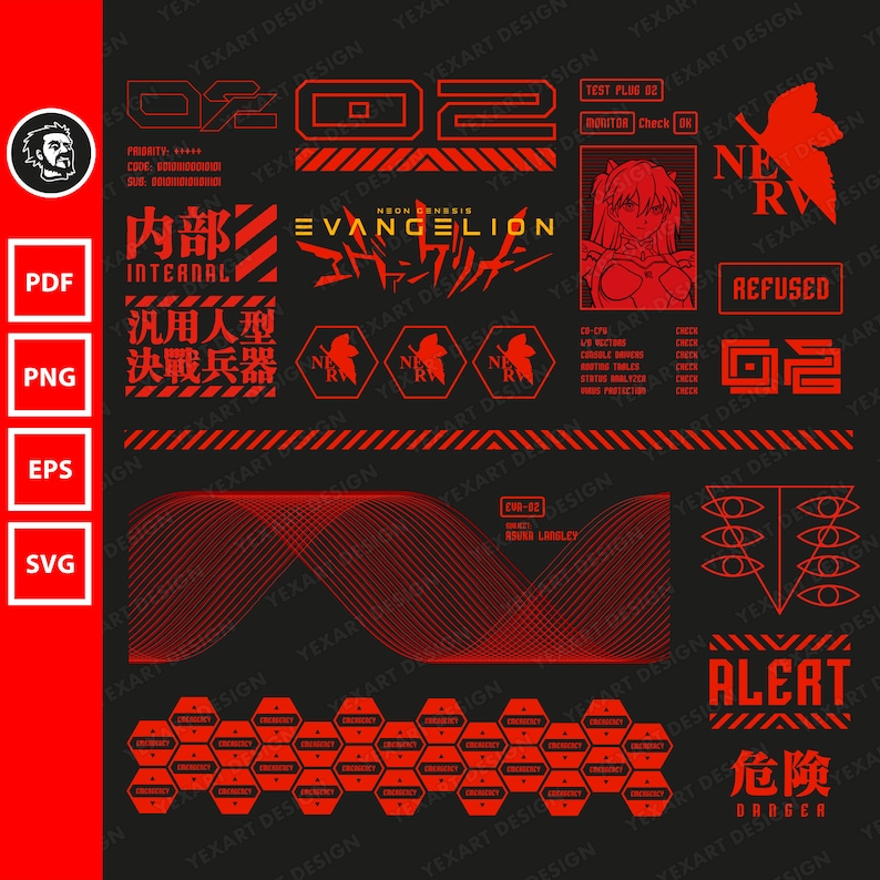Interfaz Evangelion 02 / eva02 SVG, archivo vectorial, Neon Genesis Evangelion, EVA Unidad 02 ...