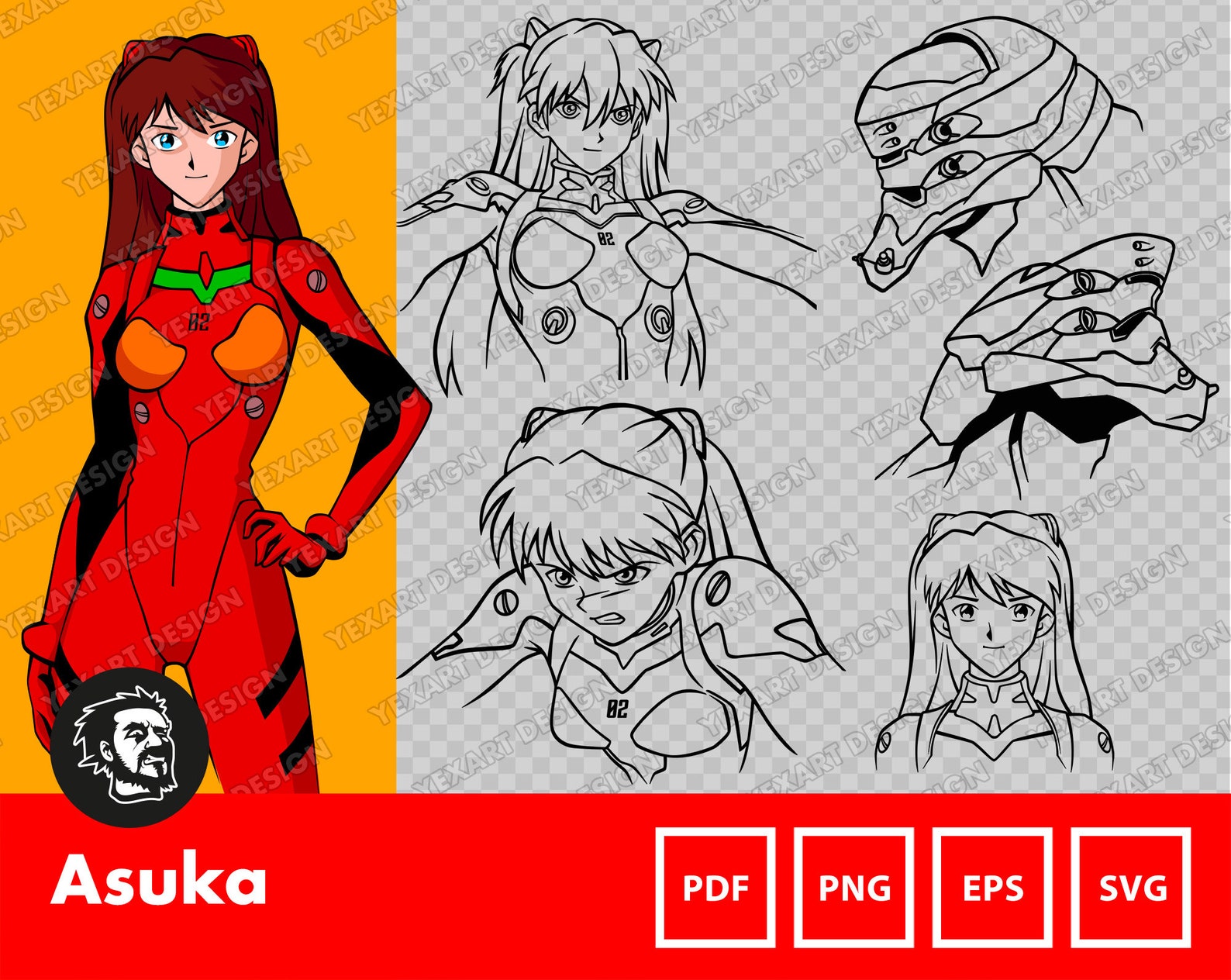 Asuka Svg Vector File Vector Neon Genesis Evangelion Asuka - Etsy