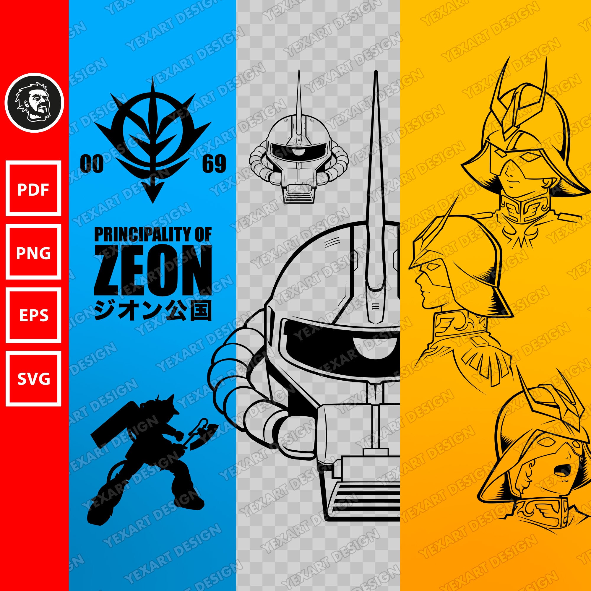 Set Zeon | Char Aznable Svg, Vector File, Vector Char Aznable, Zeon Svg ...