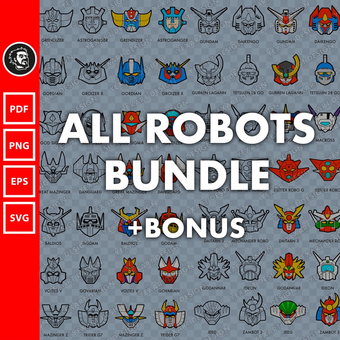 All Robot Bundle Bonus Super Robot Svg, Vector File, Vector Mecha ...