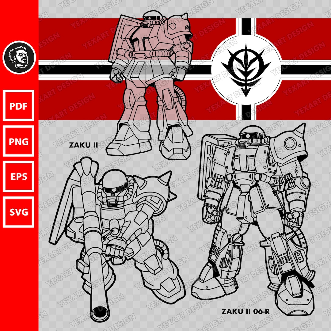 Set Zaku Zaku II Svg, Vector File, Vector Mobile Suit, Zeon Svg, Gundam ...