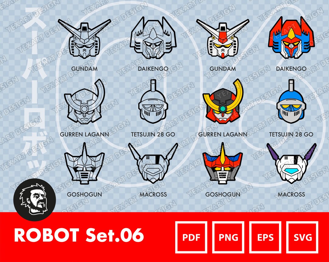 Robot Set06 Super Robot Svg Vector File Vector Mecha - Etsy