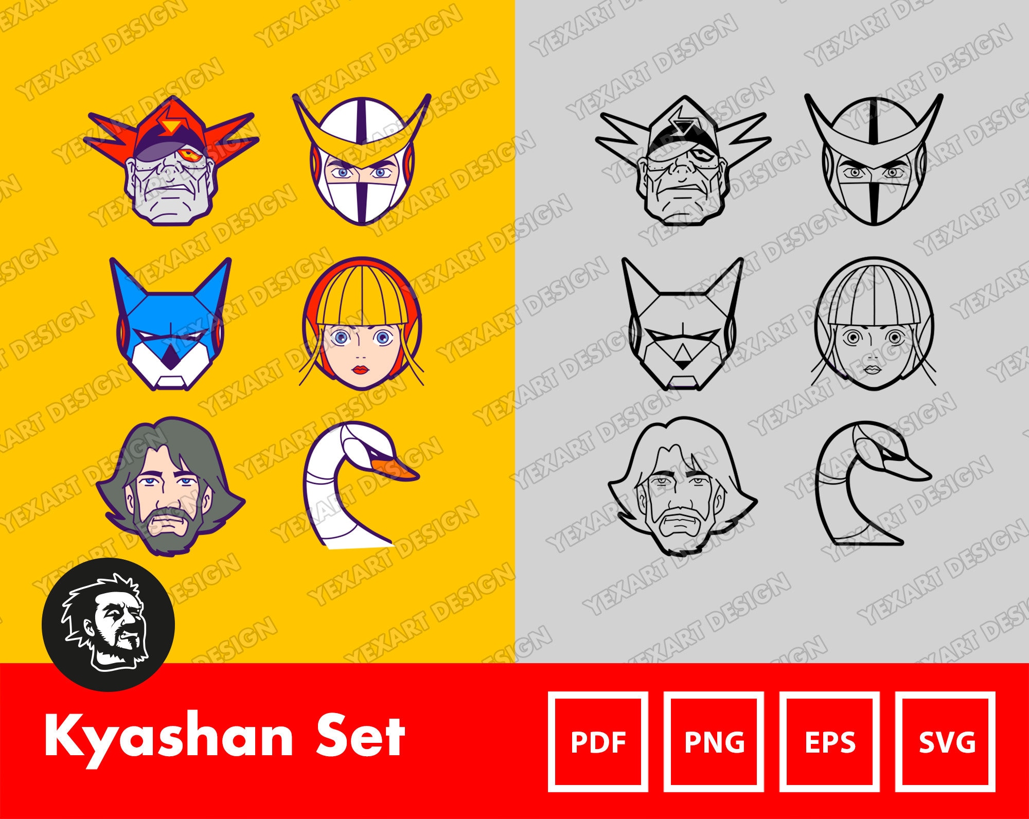 Set Kyashan Kyashan Svg Vector File Vector Tetsuya Luna - Etsy