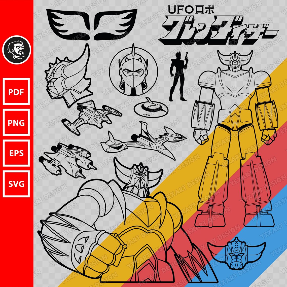 Set Grendizer | Super Robot Svg, Vector File, Vector Mecha, Ufo Robot ...