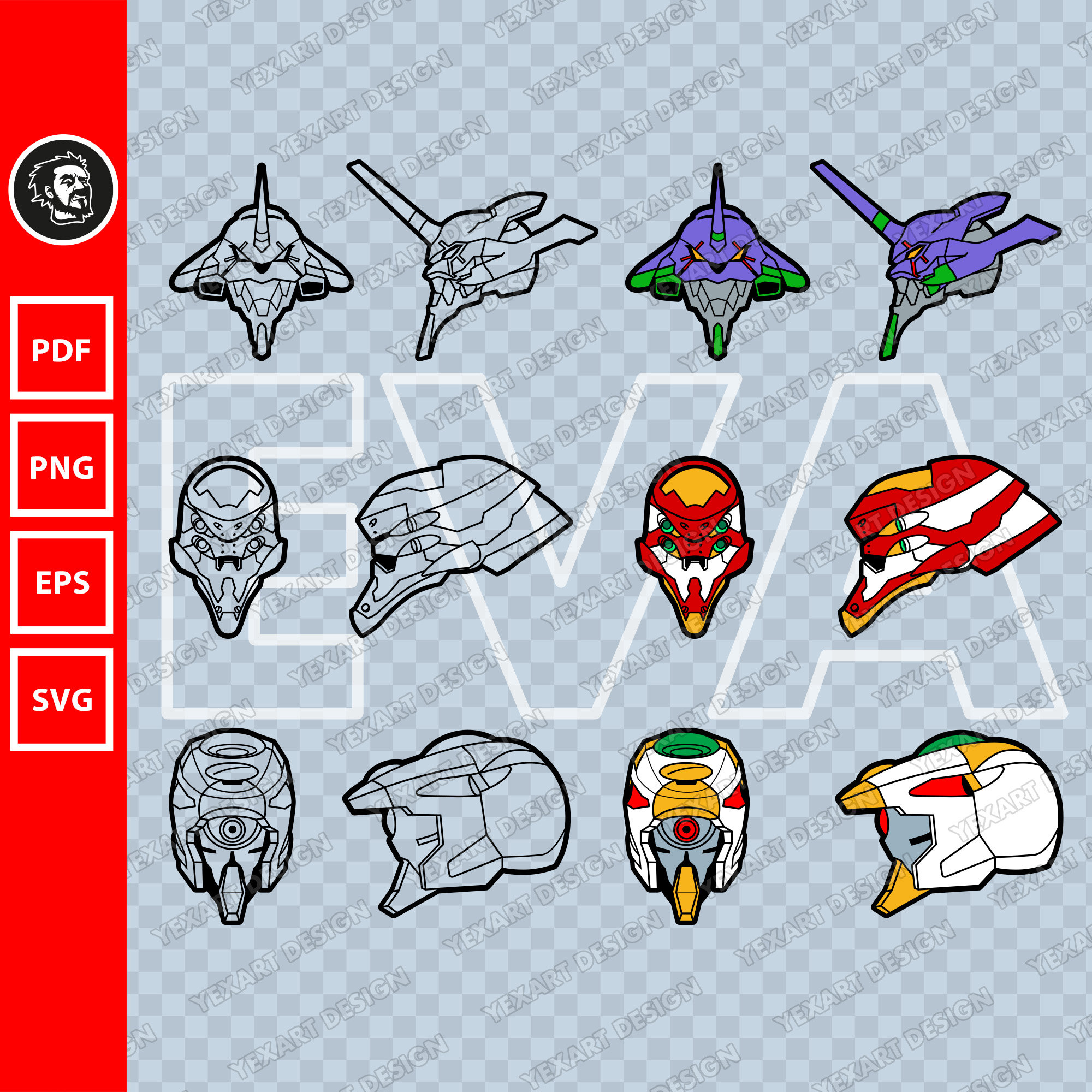 Set EVA | Super Robot Svg, Vector File, Vector Mecha, Evangelion Svg ...